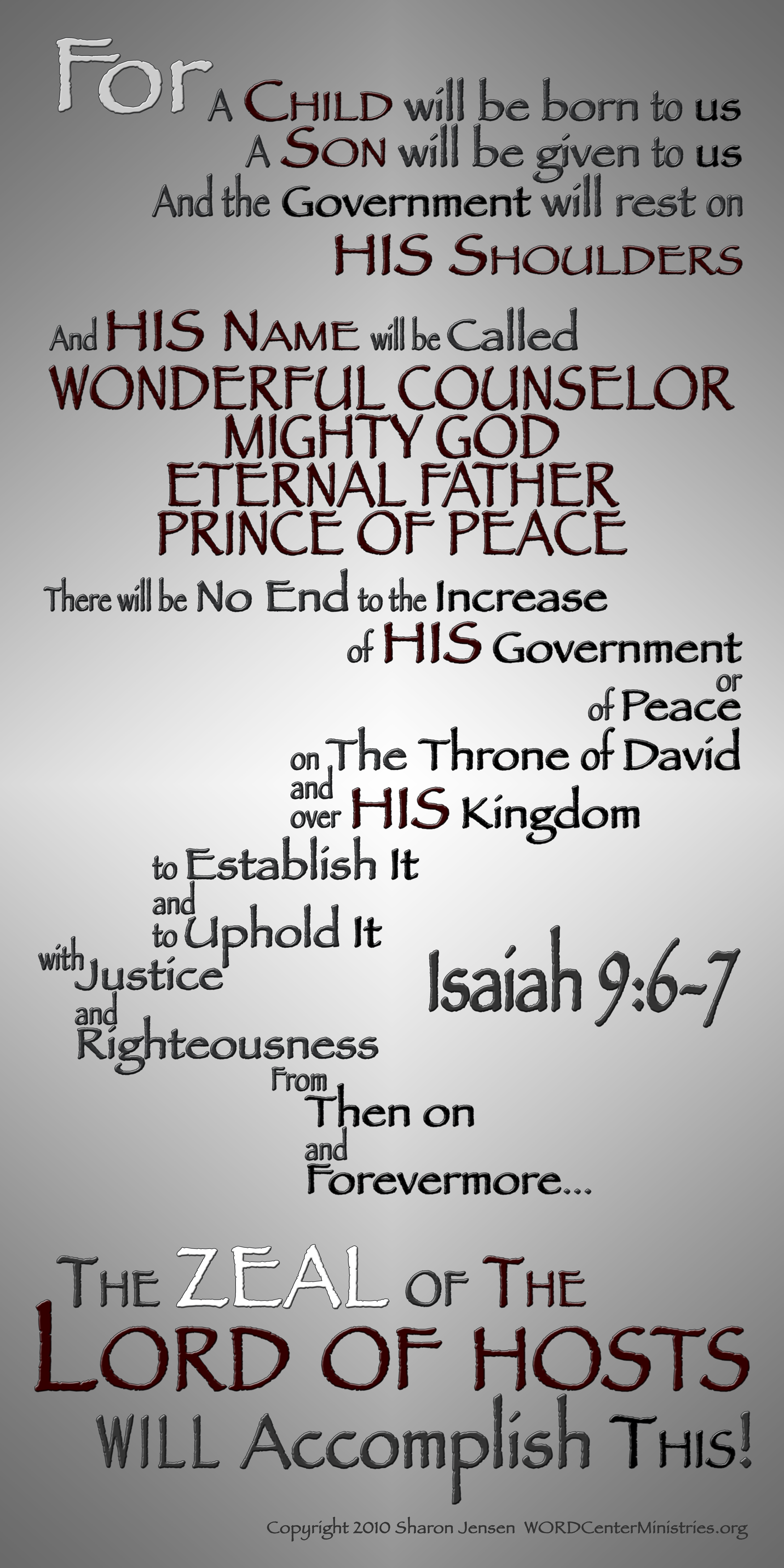Isaiah 9 6 7 10x20 Word Center Ministries Sharon Jensen Isaiah 9 6 7 10x20 Word Center Ministries Sharon Jensen